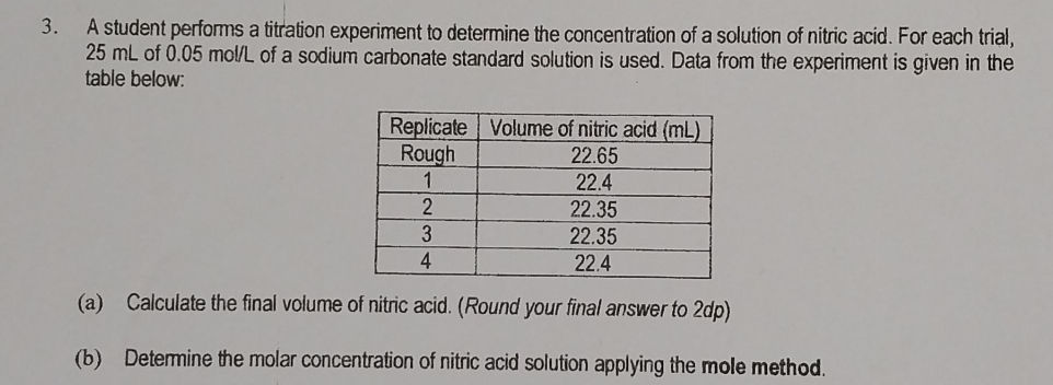3. A student performs a titration experiment | StudyX