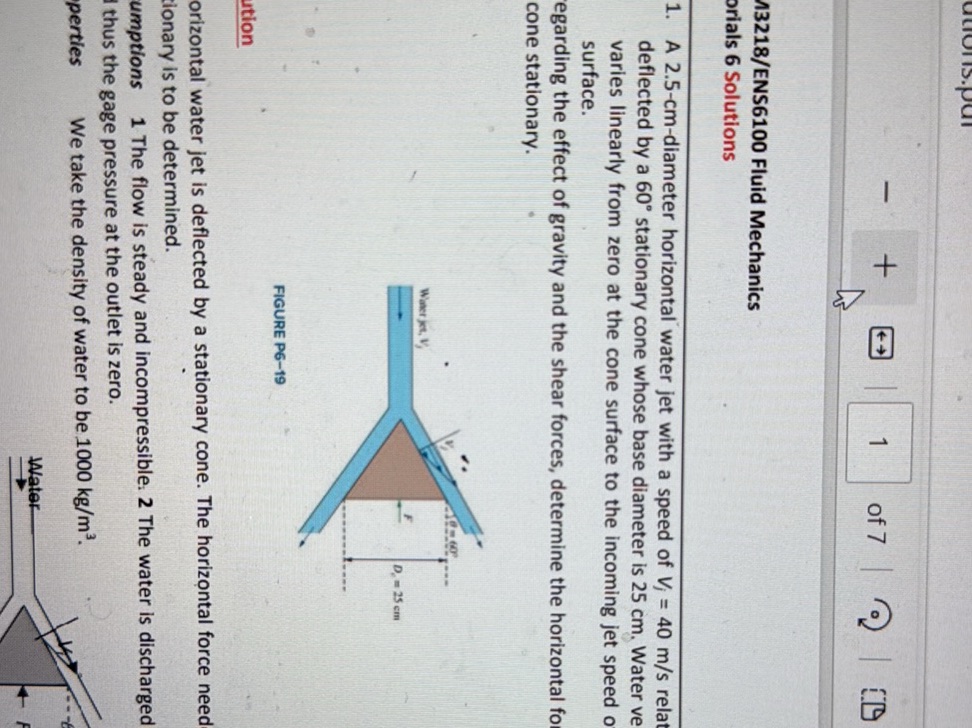 1. A 2.5-cm-diameter horizontal water jet | StudyX