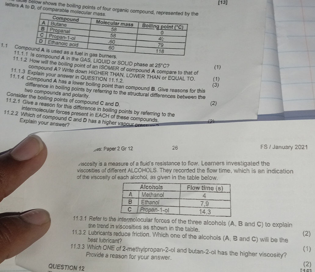 The table below shows the boiling points of | StudyX