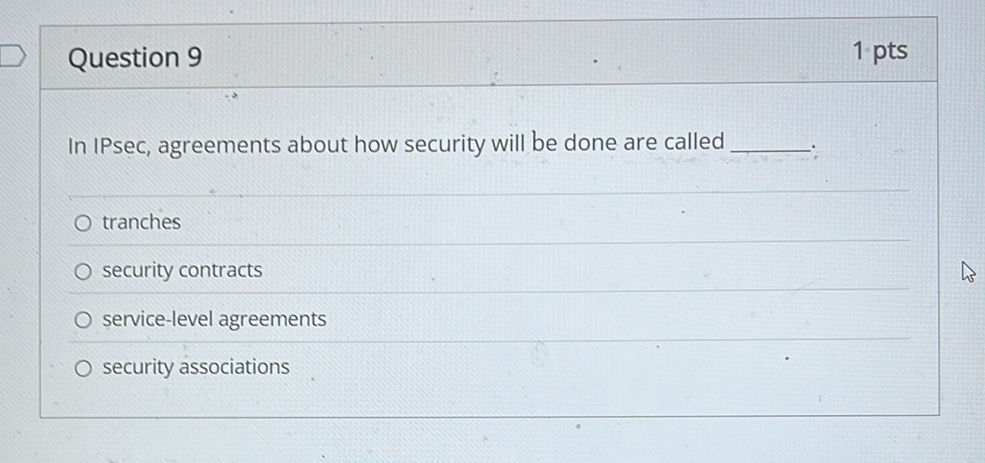 In IPsec, agreements about how security will | StudyX