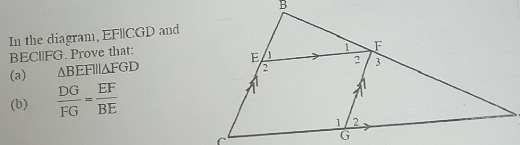 In the diagram, EF || CGD and BEC || FG. | StudyX