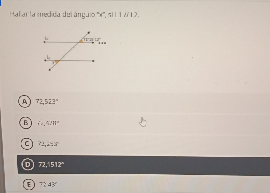 Hallar la medida del ángulo "x", si L1 // | StudyX