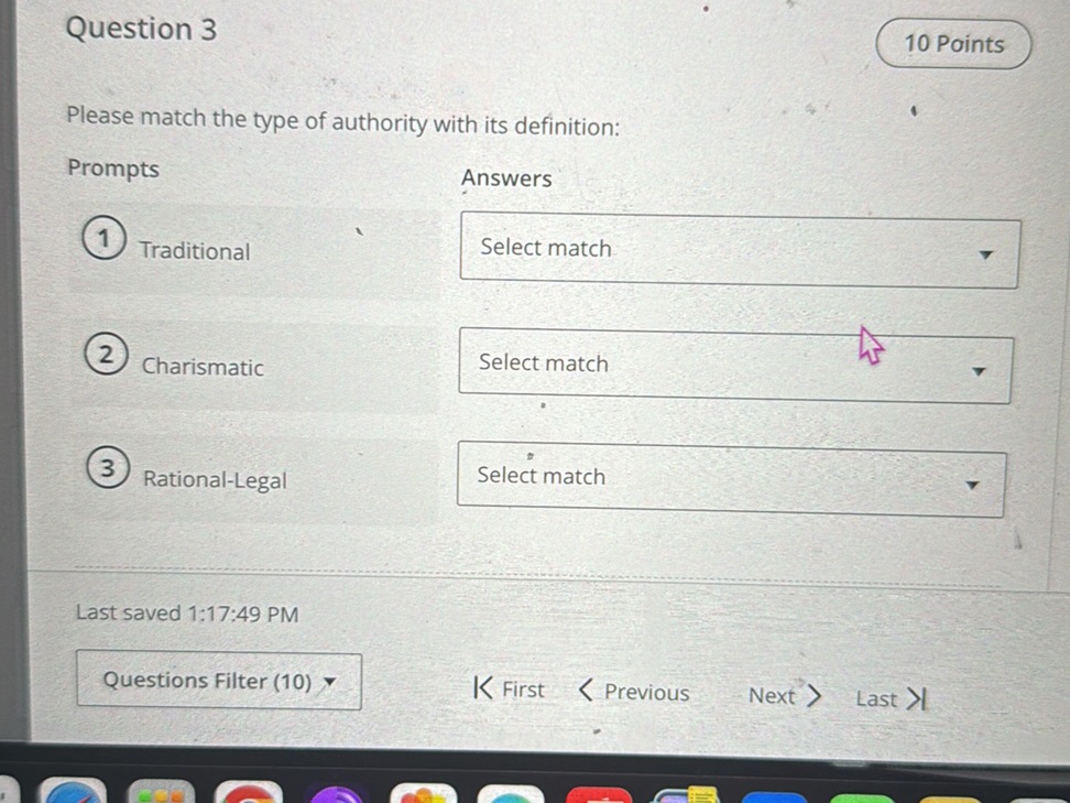 Question 3 Please match the type of | StudyX