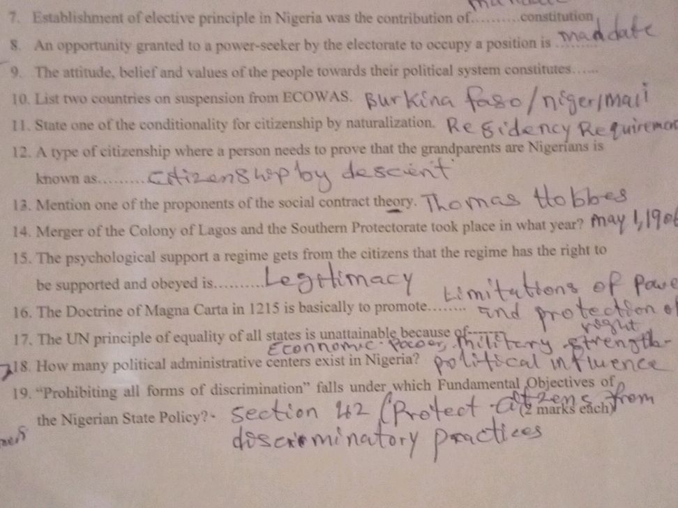 7. Establishment of elective principle in | StudyX