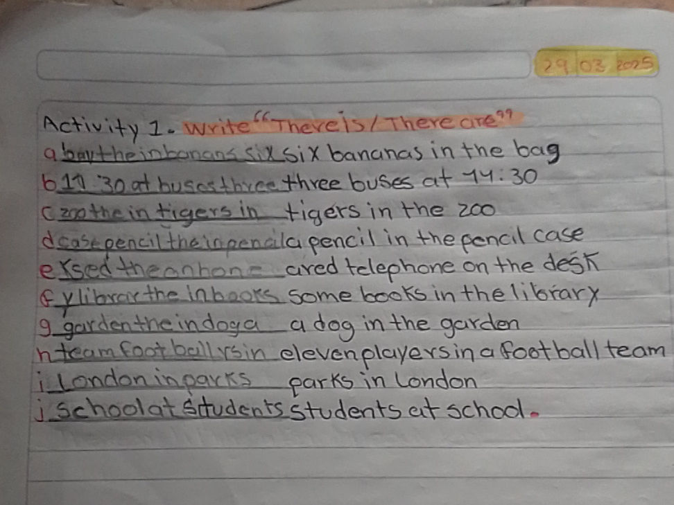 Activity 1. Write "There is / There are" a. | StudyX