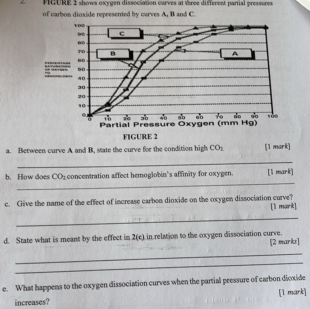 2. FIGURE 2 shows oxygen dissociation curves | StudyX