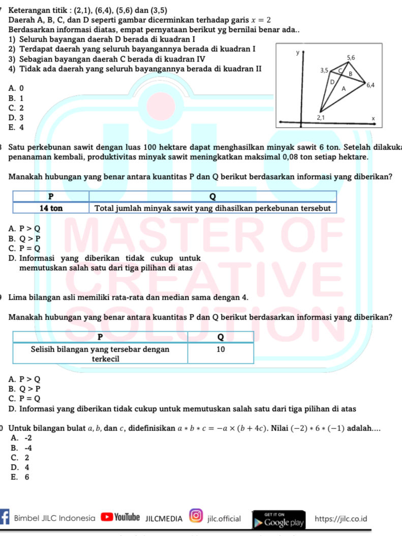 Keterangan titik: (2,1), (6,4), (5,6) dan | StudyX
