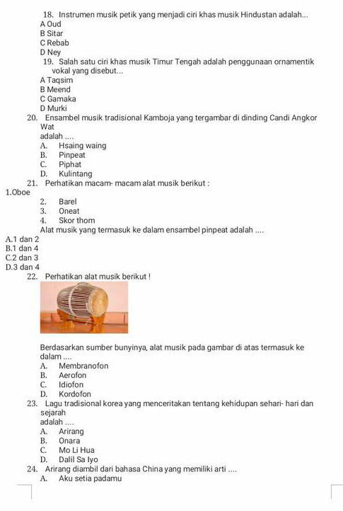 18. Instrumen musik petik yang menjadi ciri | StudyX