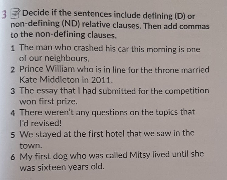Decide if the sentences include defining (D) | StudyX