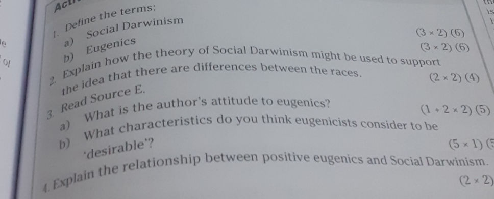 1. Define the terms: a) Social Darwinism b) | StudyX