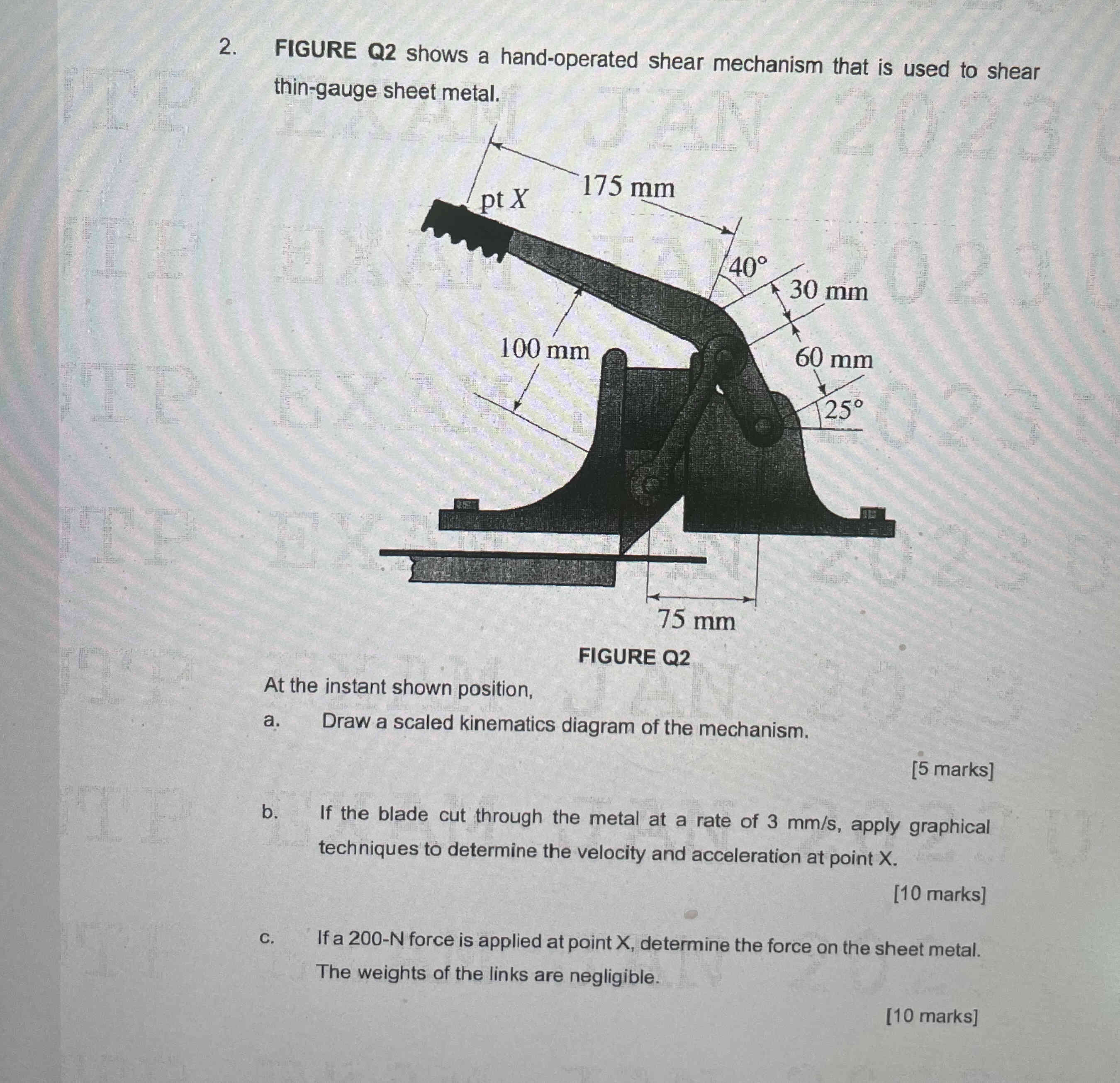 2. FIGURE Q2 shows a hand-operated shear | StudyX