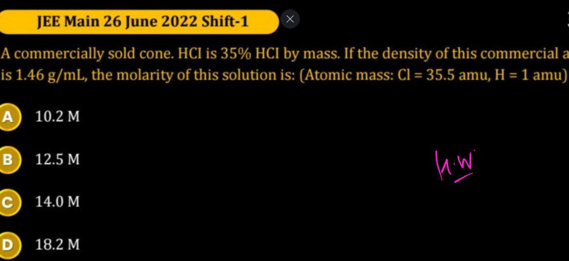 A commercially sold cone. HCl is 35% HCl by