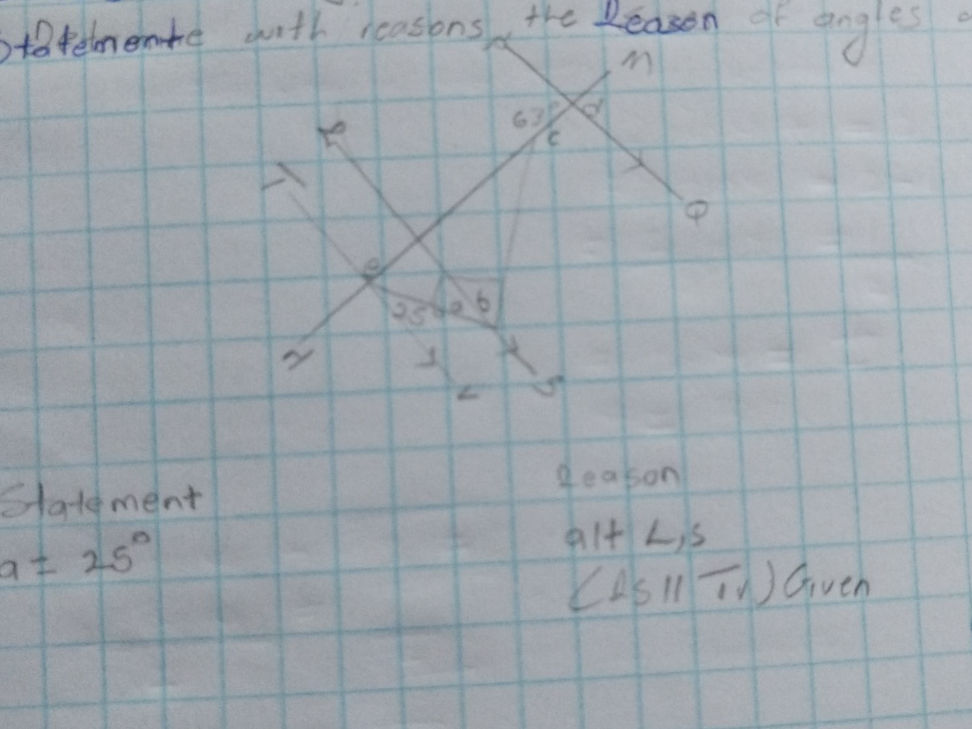 Statement with reasons the Reason of angles | StudyX