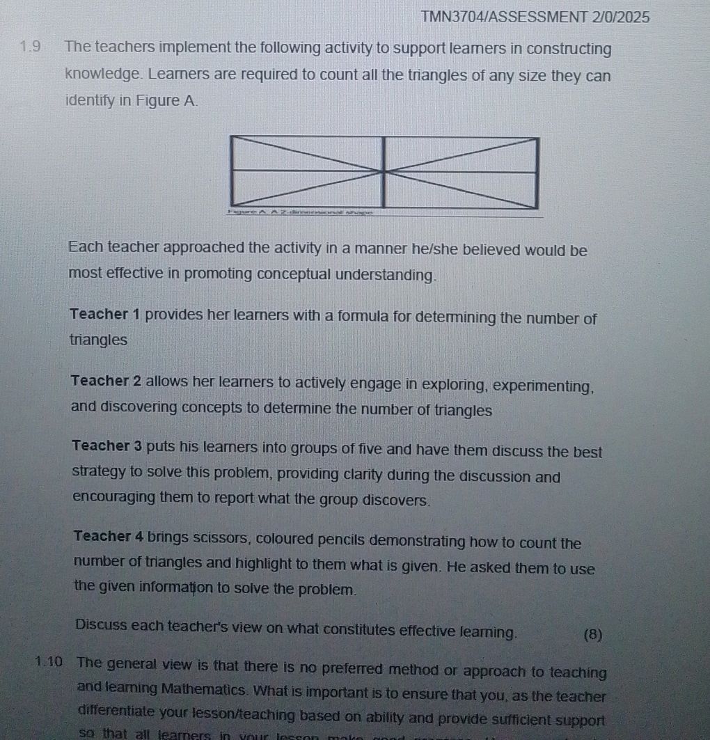 1. 9 The teachers implement the following | StudyX