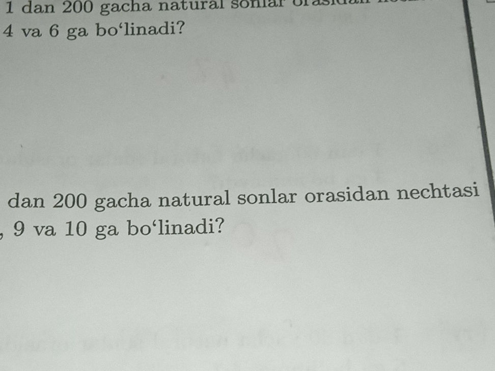 1 dan 200 gacha natural sonlar orasidan | StudyX
