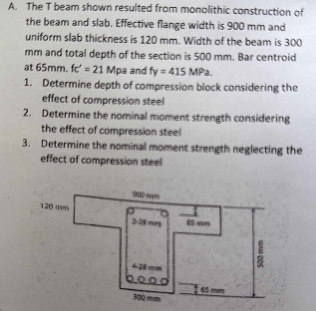 A. The T beam shown resulted from monolithic | StudyX
