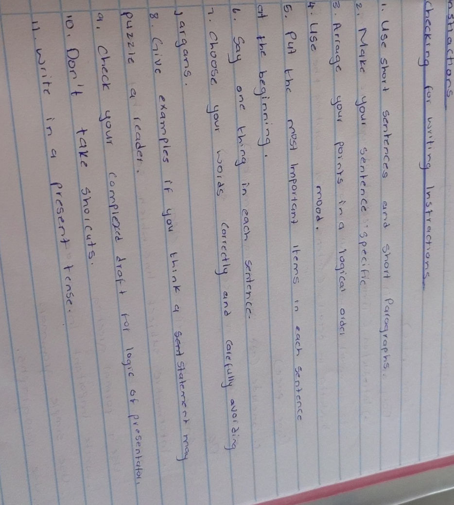 Checking for writing instructions. 1. Use | StudyX