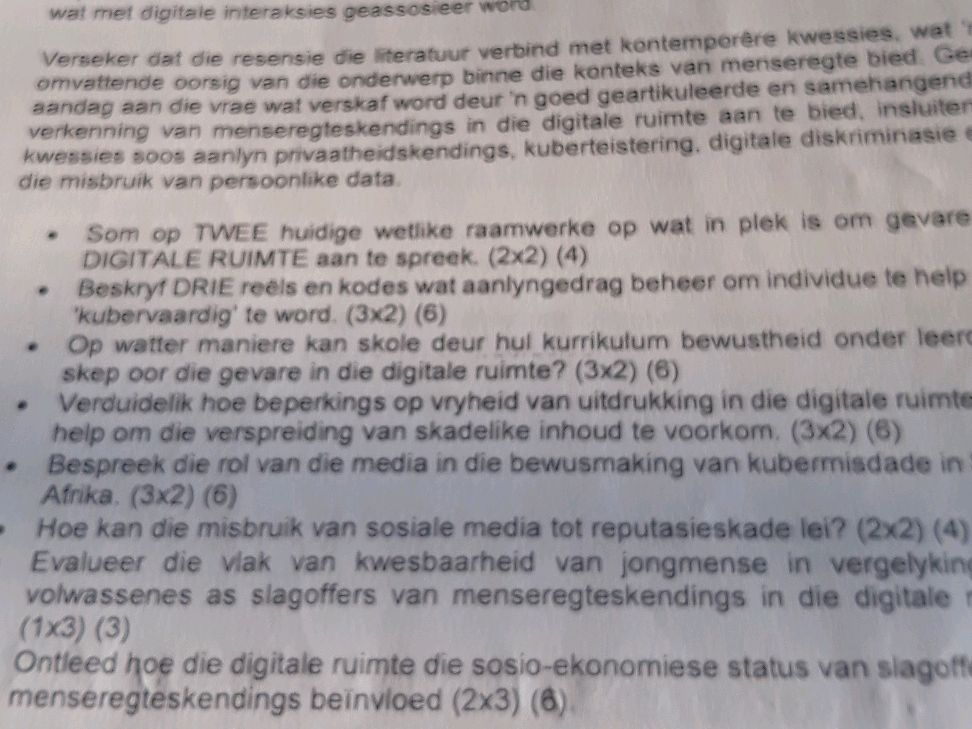 Som op TWEE huidige wetlike raamwerke op wat | StudyX