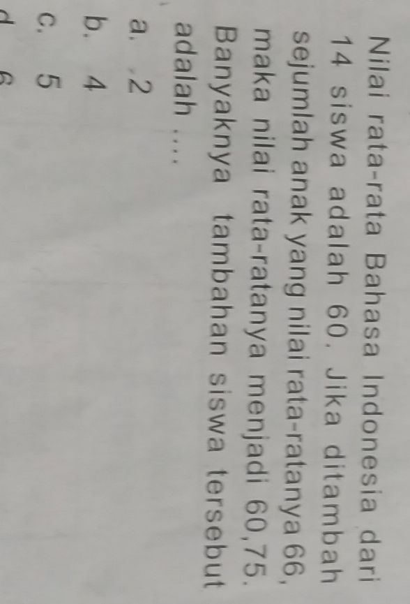 Nilai rata-rata Bahasa Indonesia dari 14 | StudyX