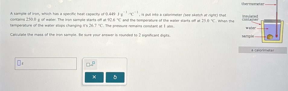 A sample of iron, which has a specific heat | StudyX