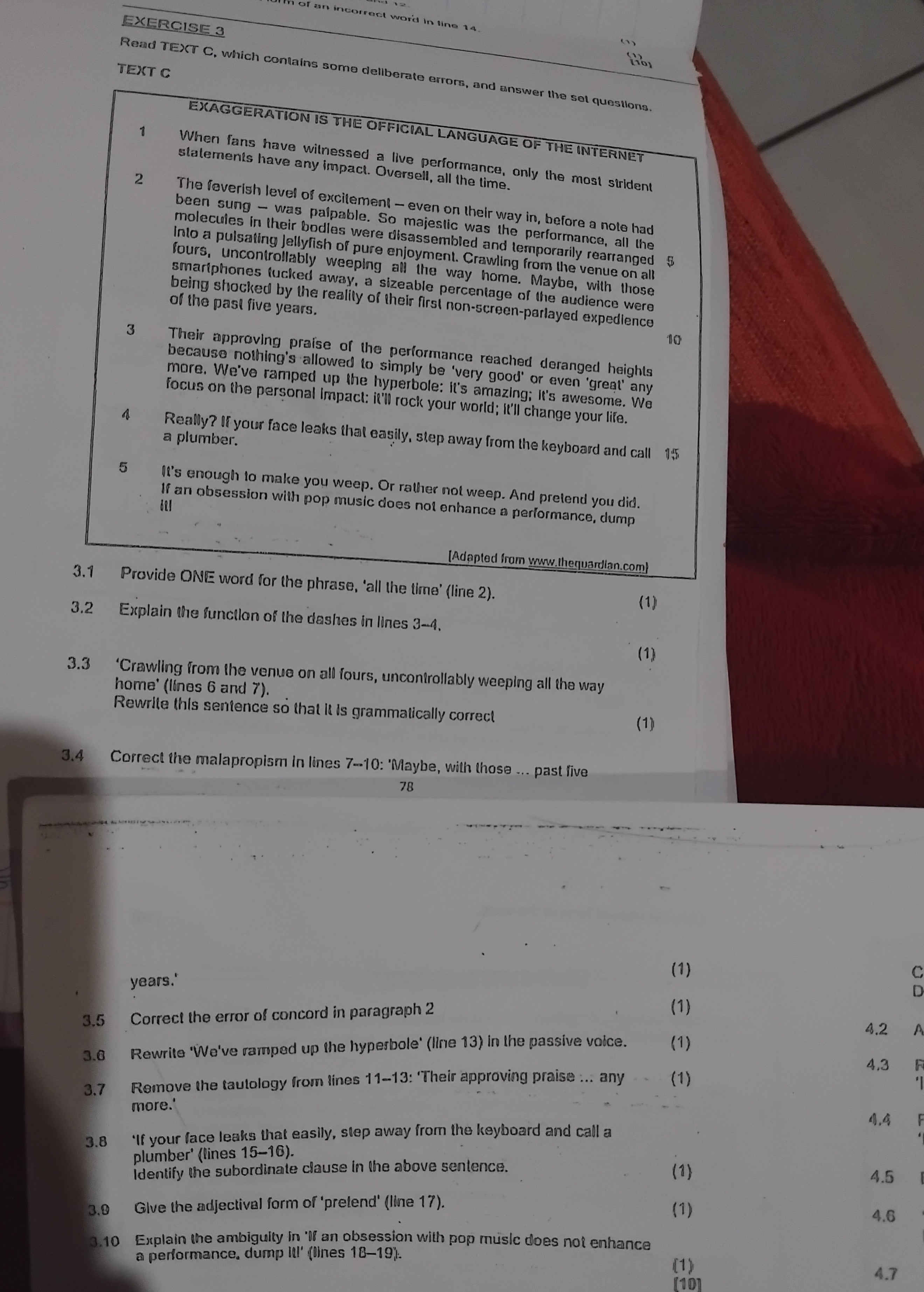 3.1 Provide ONE word for the phrase, 'all | StudyX