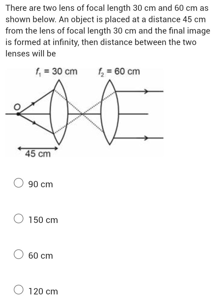 There are two lens of focal length 30 cm and | StudyX