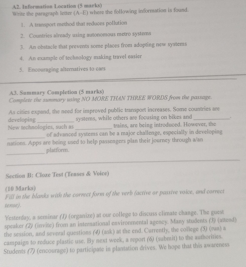 A2. Information Location (5 marks) Write the | StudyX