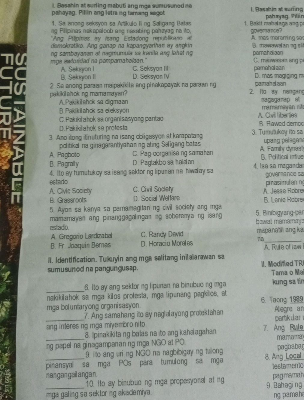 1. Sa anong seksyon sa Artikulo II ng | StudyX
