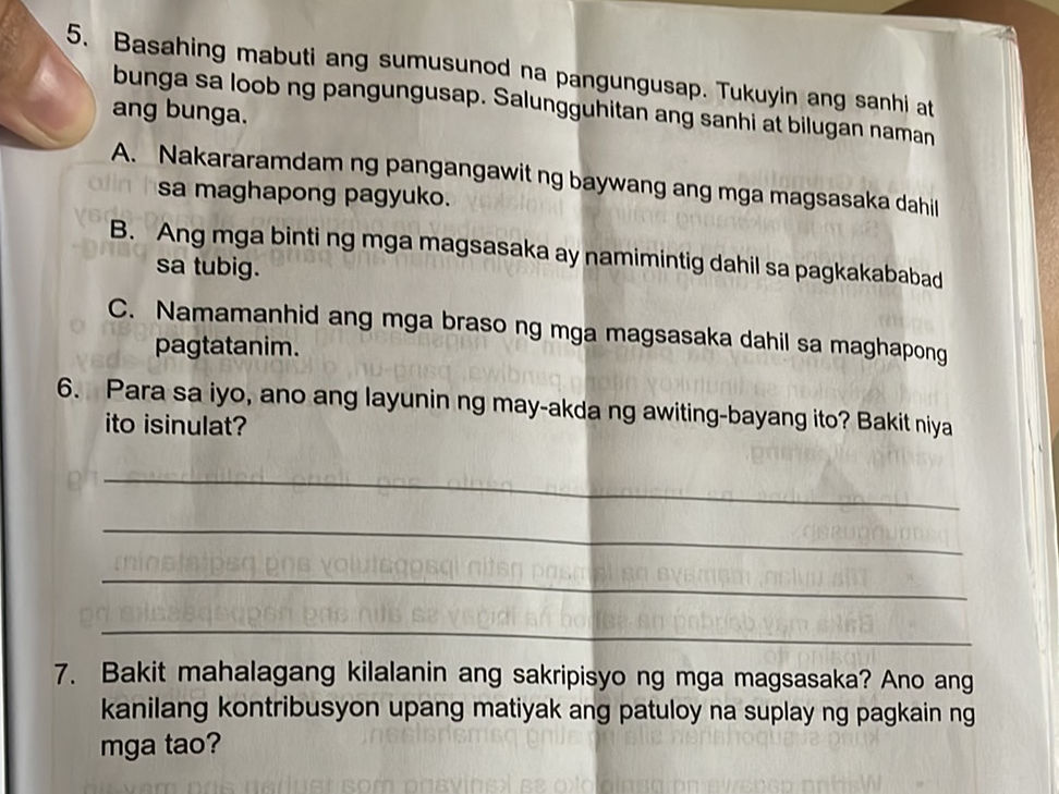 5. Basahing mabuti ang sumusunod na | StudyX