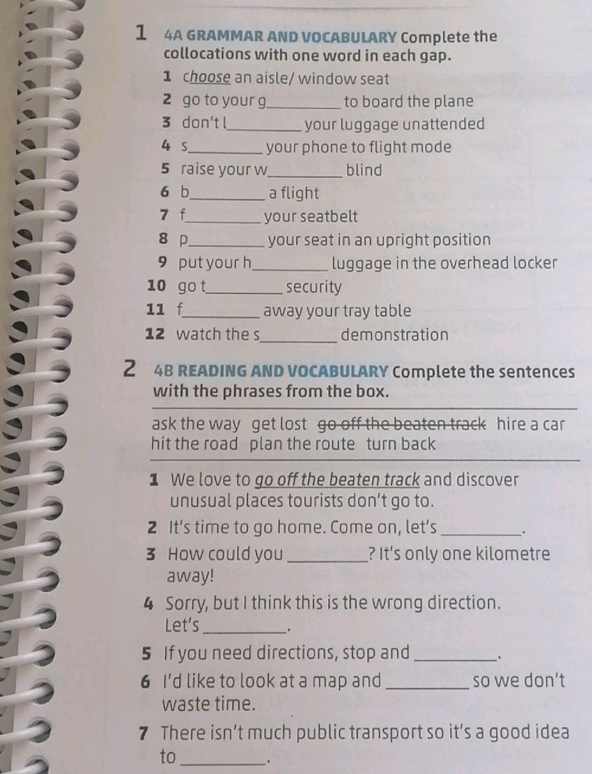 1 4A GRAMMAR AND VOCABULARY Complete the | StudyX