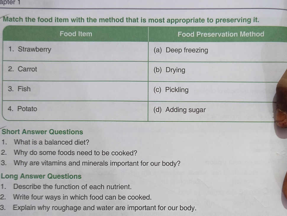 Match the food item with the method that is | StudyX