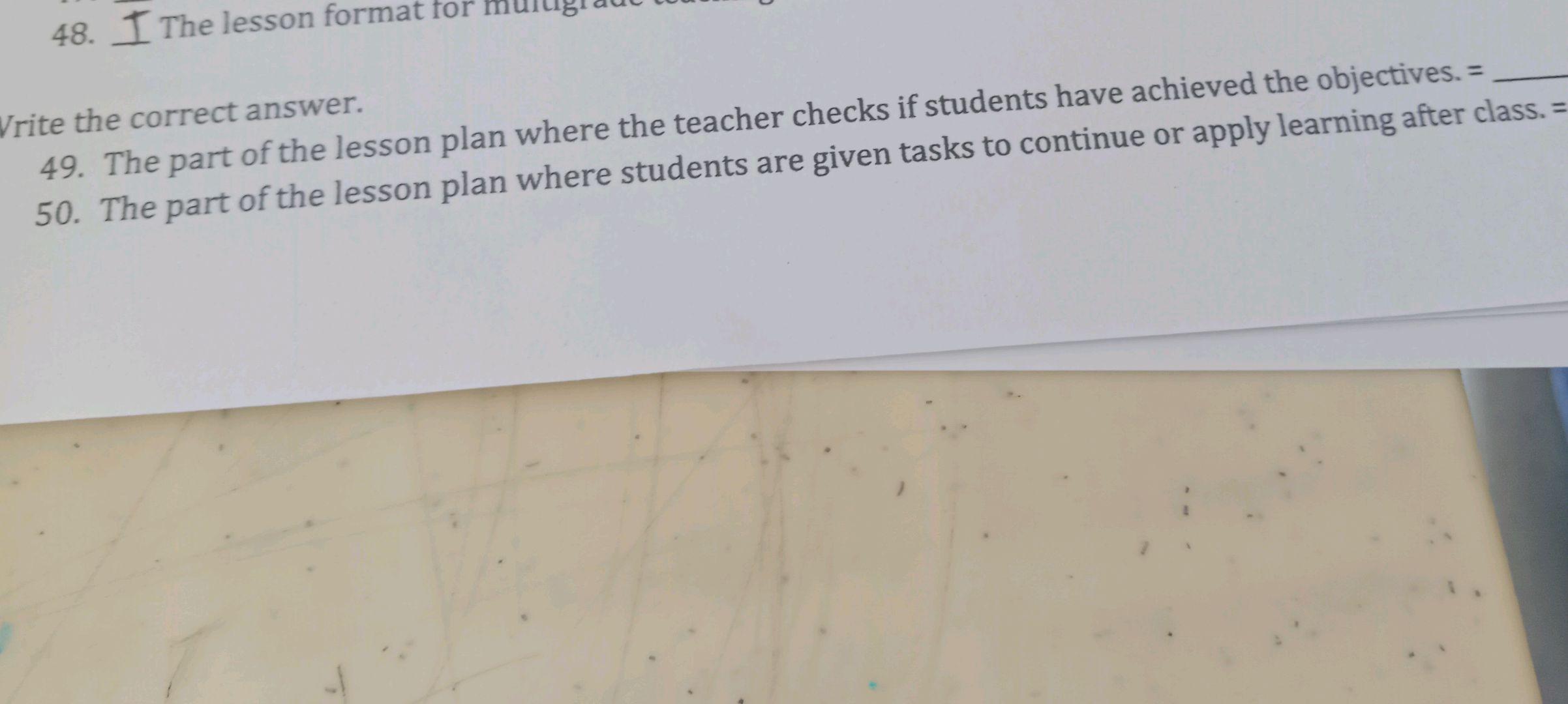 49. The part of the lesson plan where the | StudyX