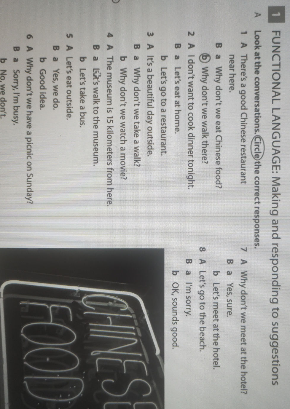 1 FUNCTIONAL LANGUAGE: Making and responding | StudyX