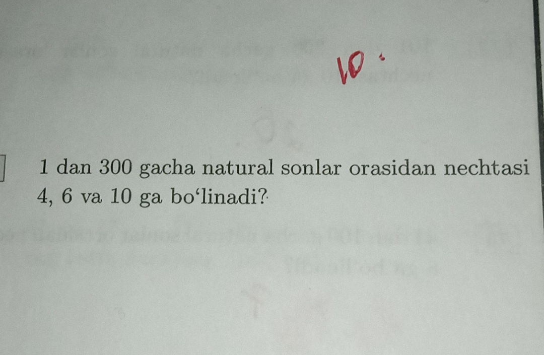 1 dan 300 gacha natural sonlar orasidan | StudyX