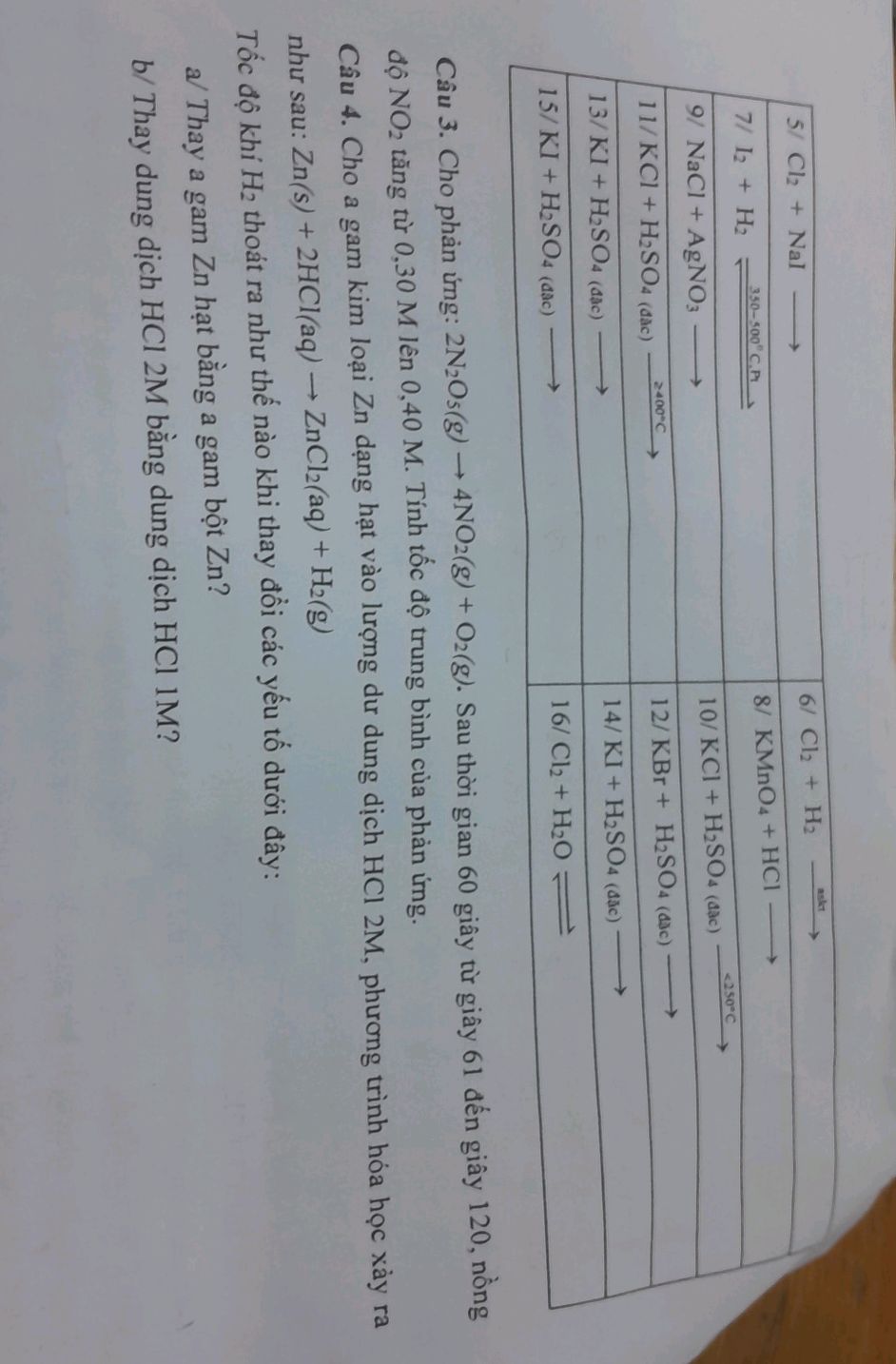 Câu 3. Cho phản ứng: $2N_2O_5(g) 4NO_2(g) | StudyX