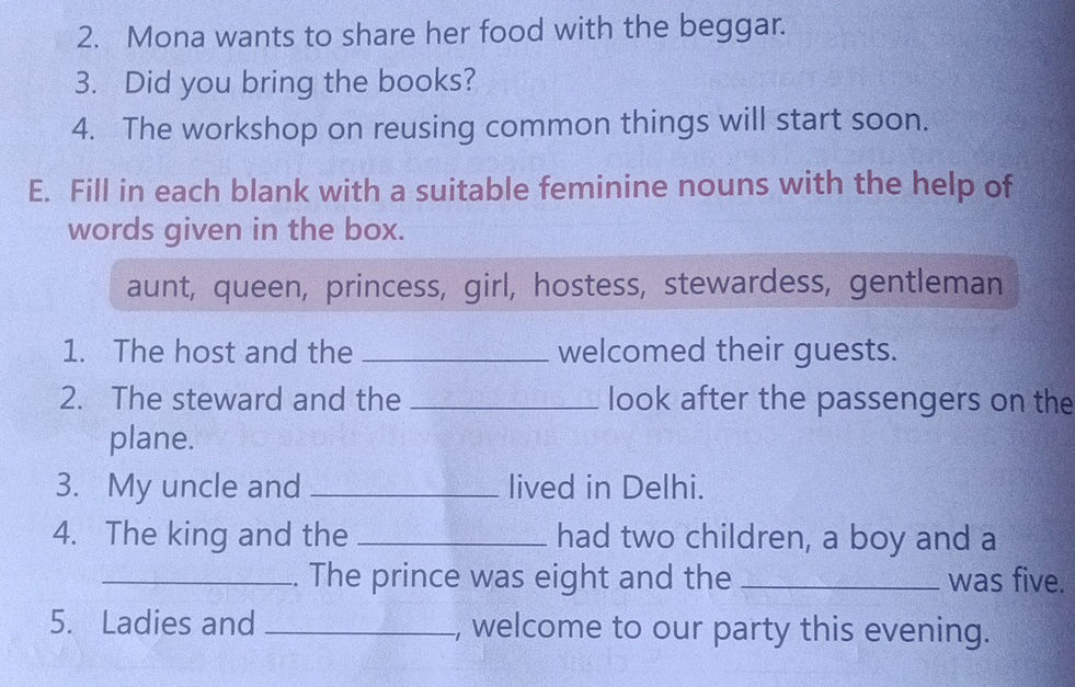 E. Fill in each blank with a suitable | StudyX