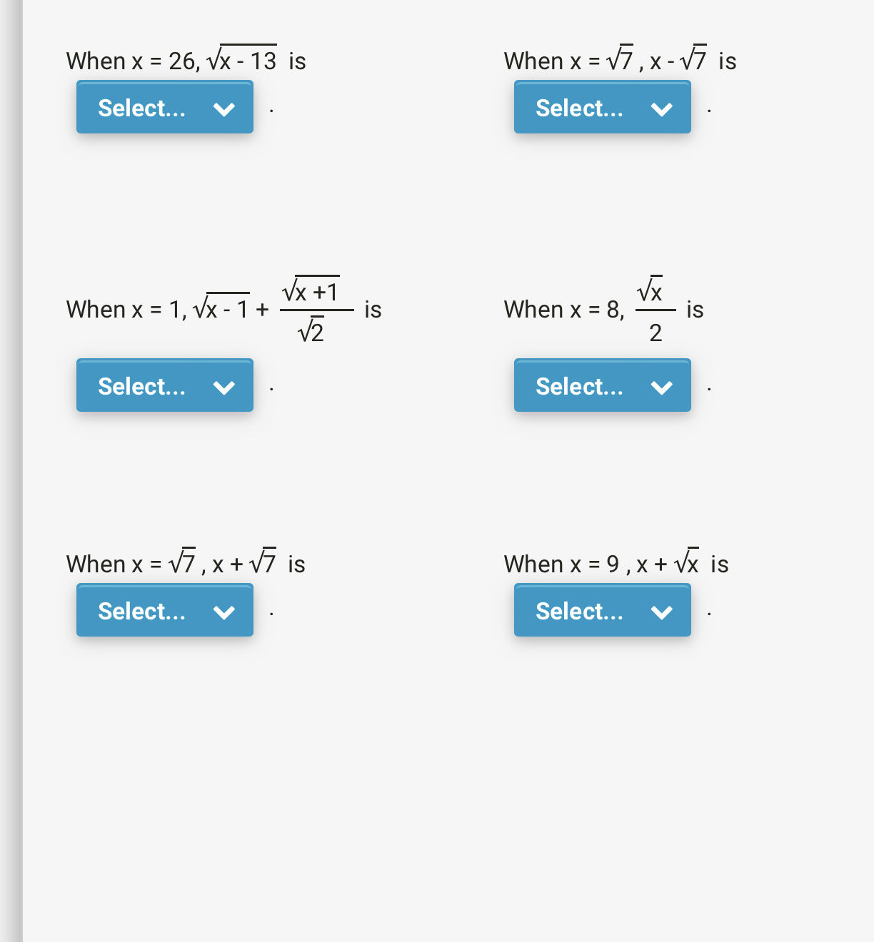 When x = 26, $ {x} - 13$ is When x = $ | StudyX