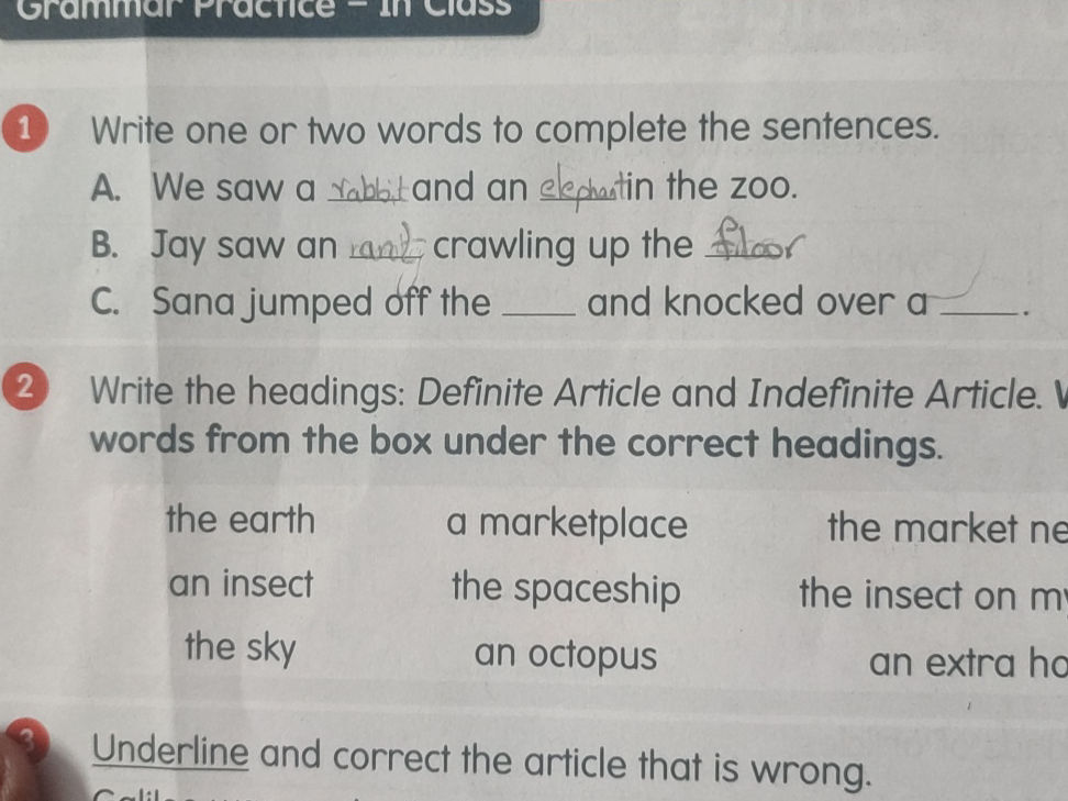 1 Write one or two words to complete the | StudyX