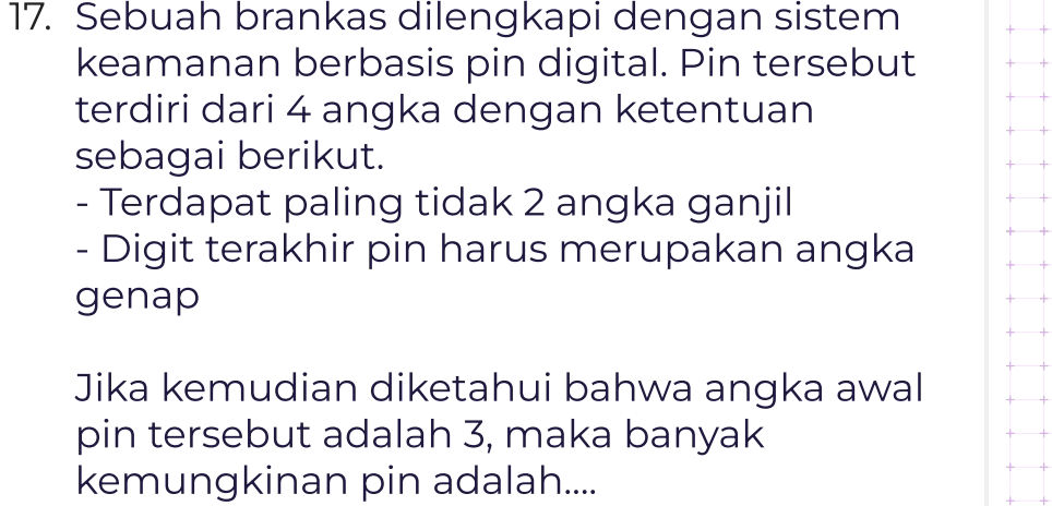 17. Sebuah brankas dilengkapi dengan sistem | StudyX