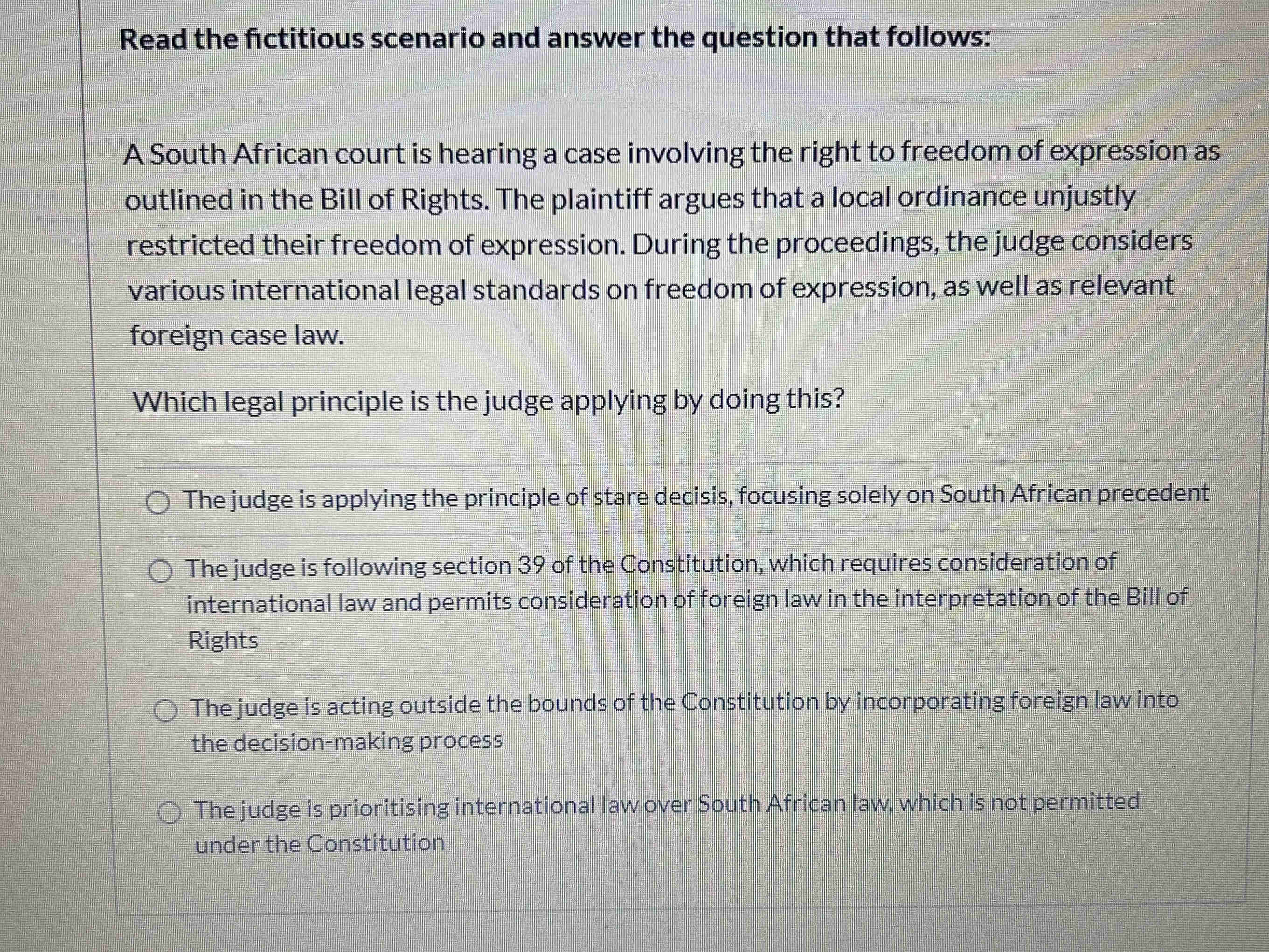 Read the fictitious scenario and answer the | StudyX