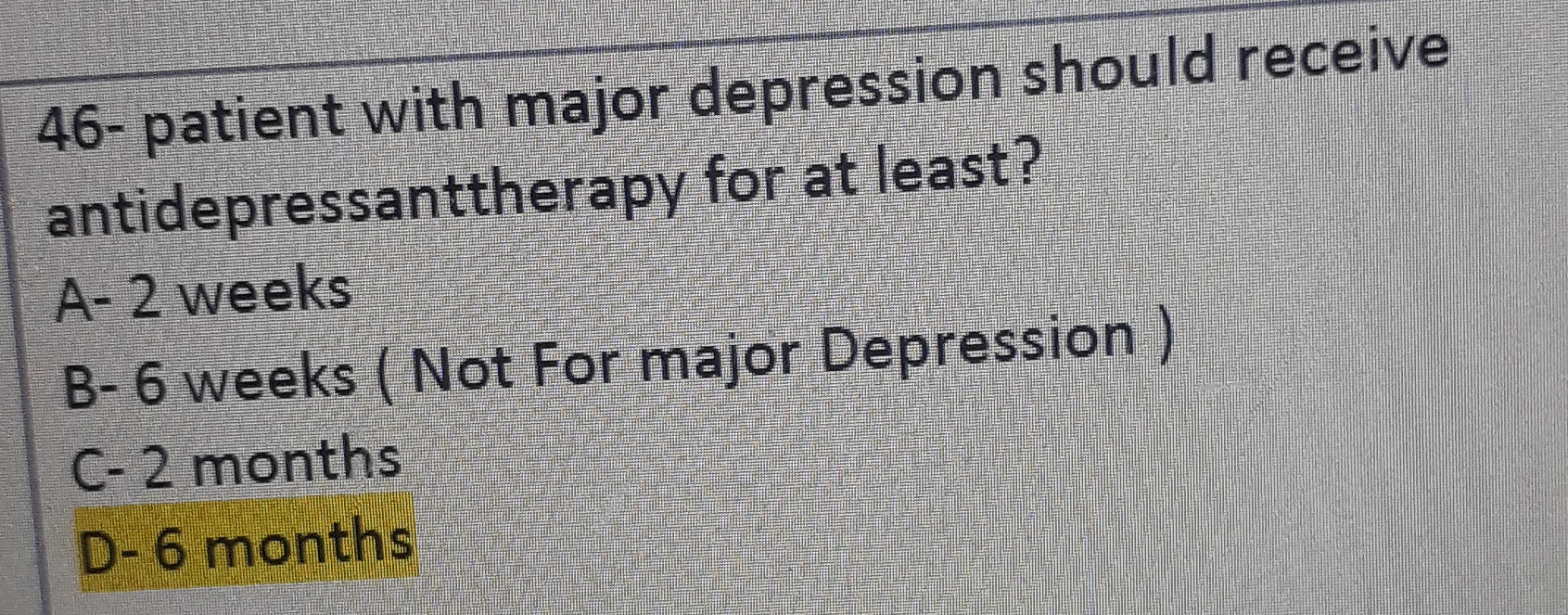 46- patient with major depression should | StudyX