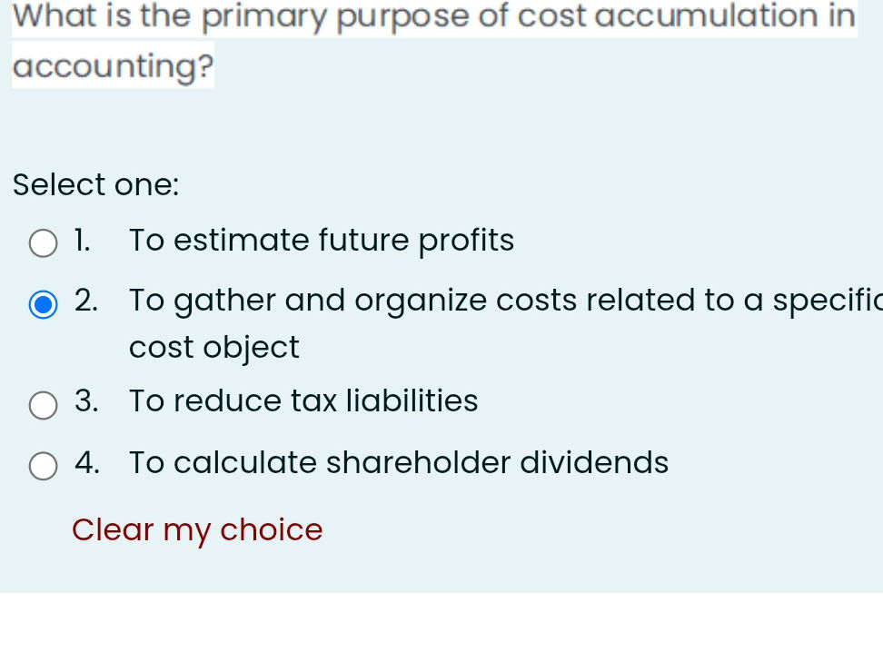 What is the primary purpose of cost | StudyX