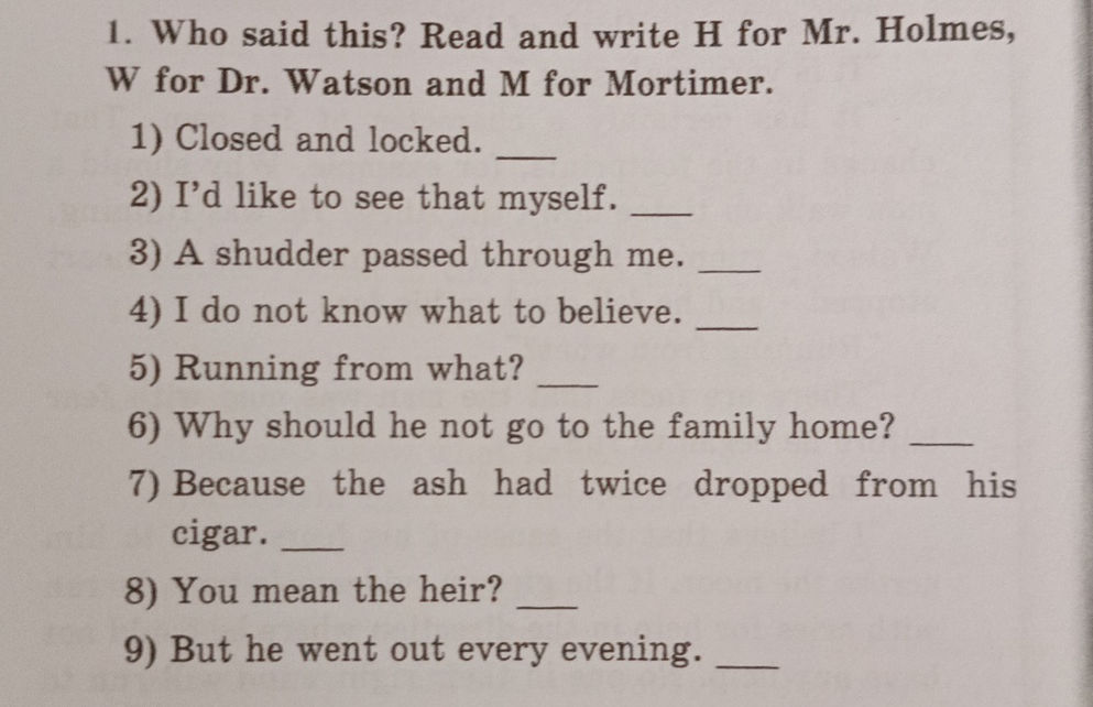 1. Who said this? Read and write H for Mr. | StudyX