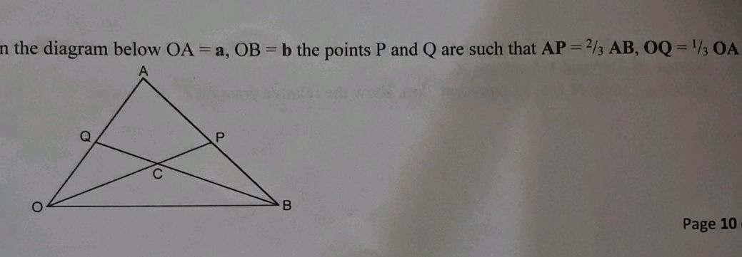 In the diagram below OA = a, OB = b the | StudyX
