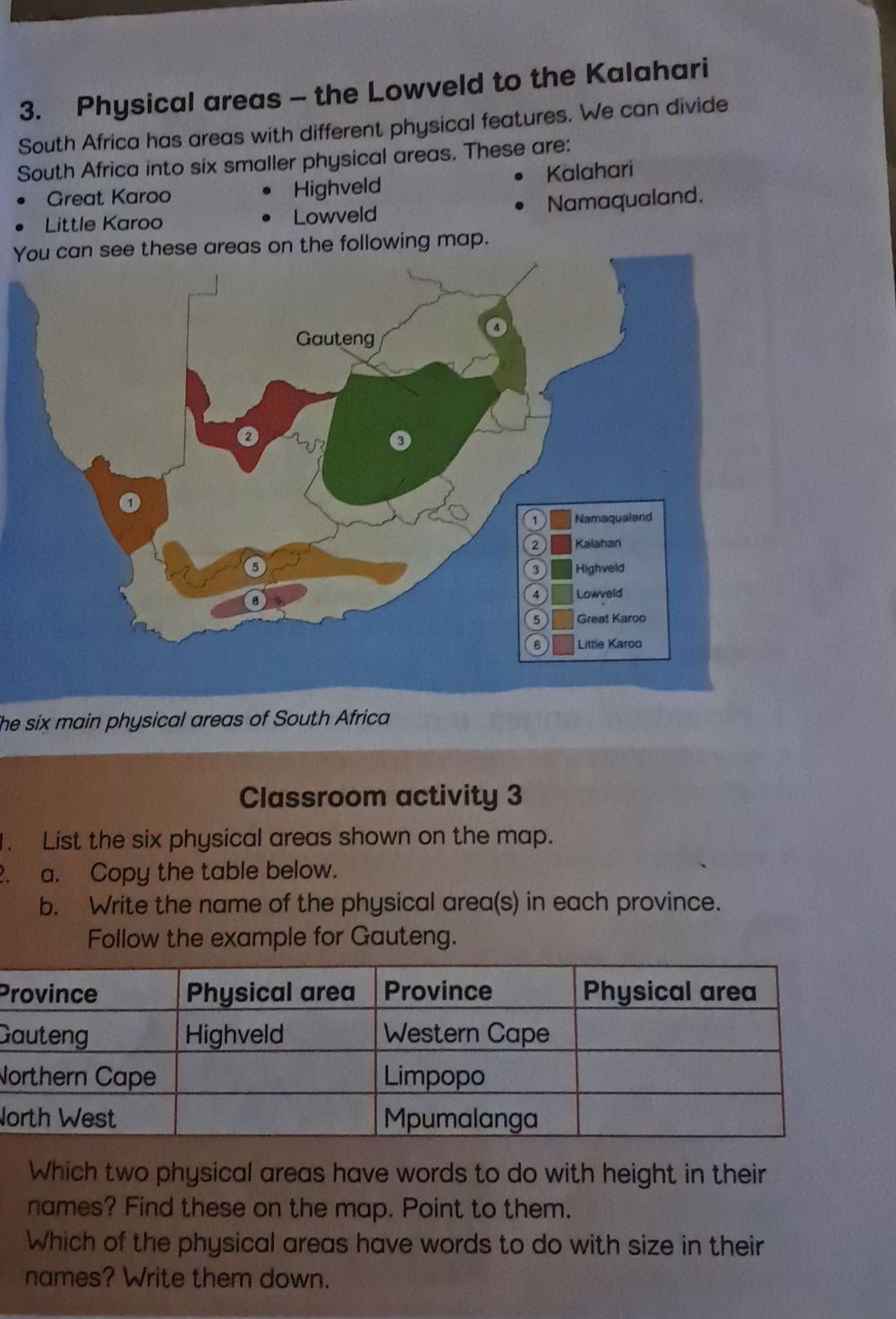3. Physical areas - the Lowveld to the | StudyX