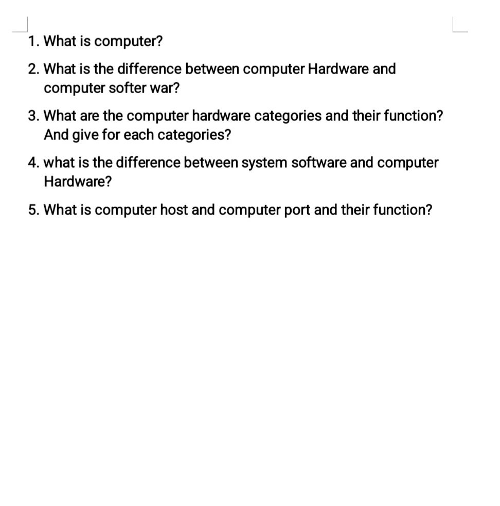 1. What is computer? 2. What is the | StudyX