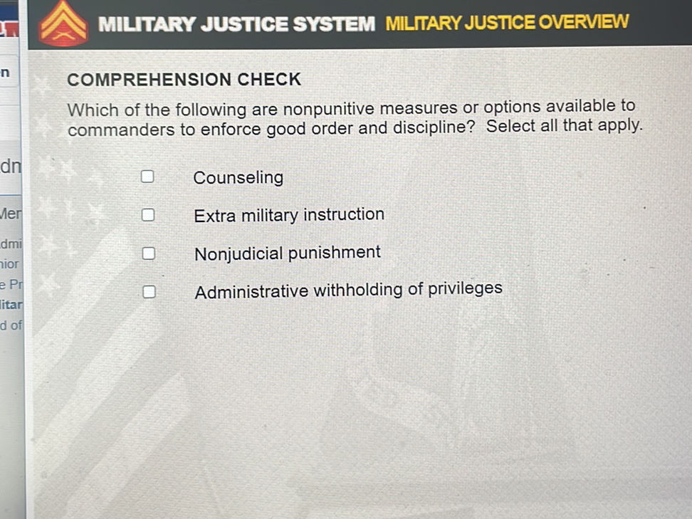 Which of the following are nonpunitive | StudyX
