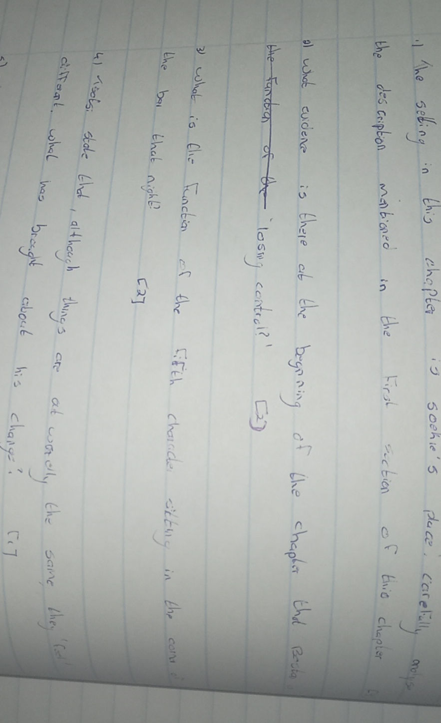 1. The setting in this chapter is Sophie's | StudyX