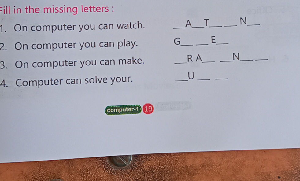 Fill in the missing letters : 1. On | StudyX