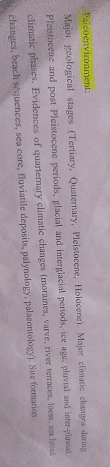 Paleoenvironment: Major geological stages | StudyX